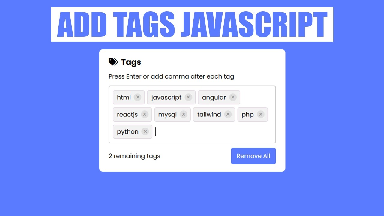 Add Tags Input Box using HTML CSS and JavaScript
