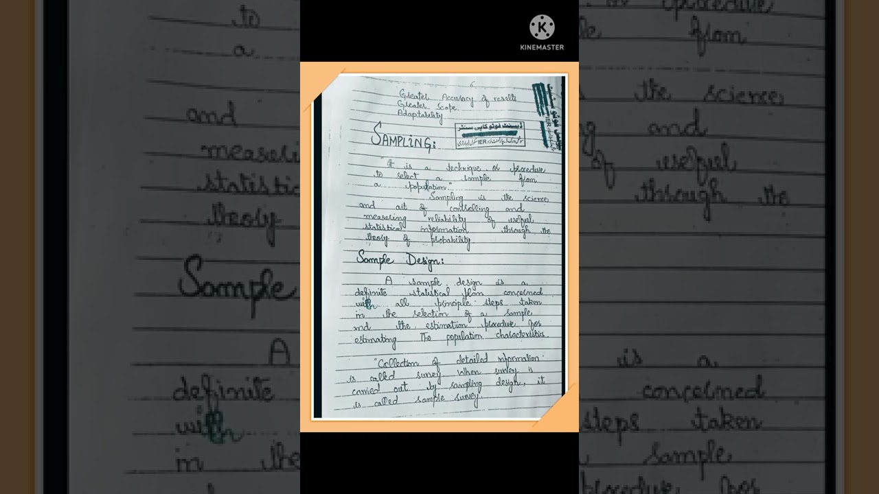 Statistics Handwritten notes|Book#1 Sampling Techniques