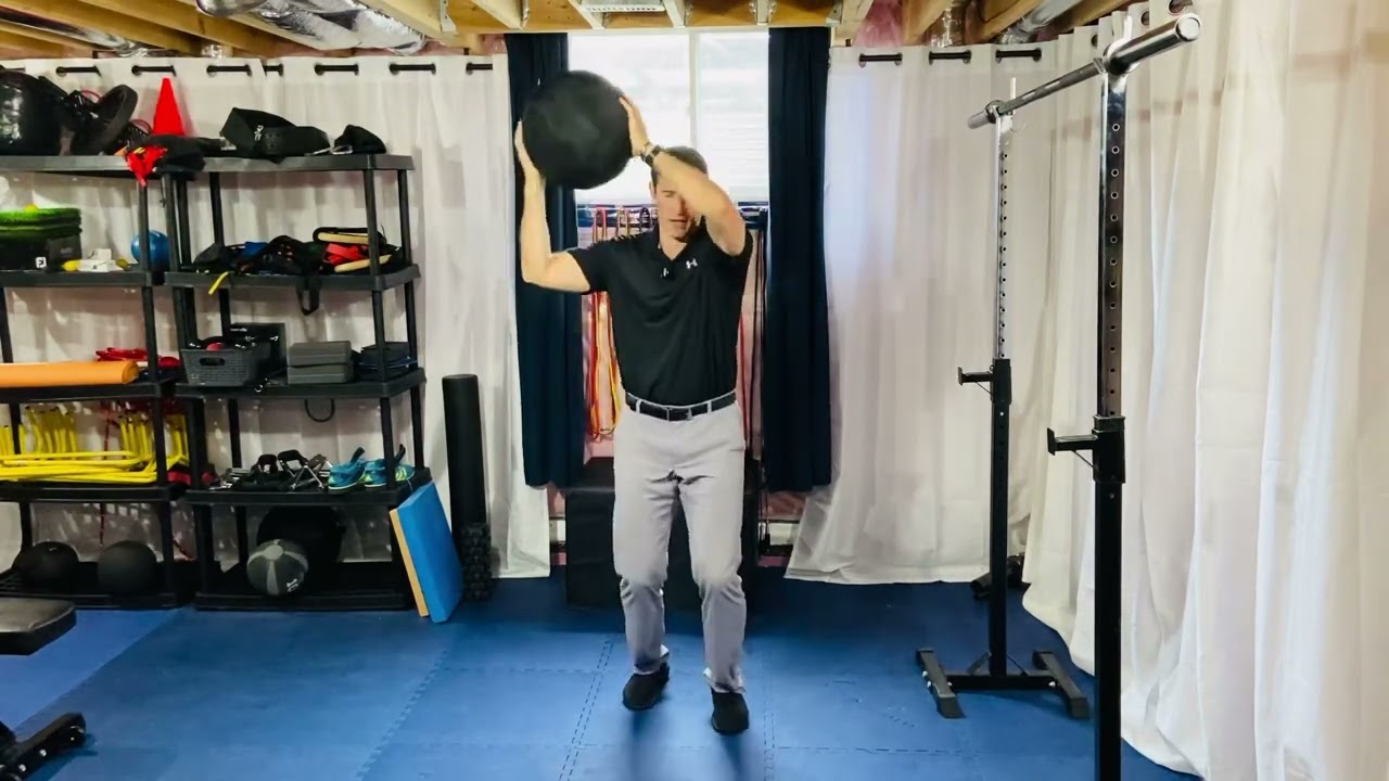 Med Ball Drop Split Squat Decel Chop