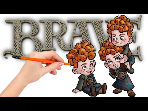 How to draw Princes Harris, Hubert and Hamish, Merida's little brothers - Brave