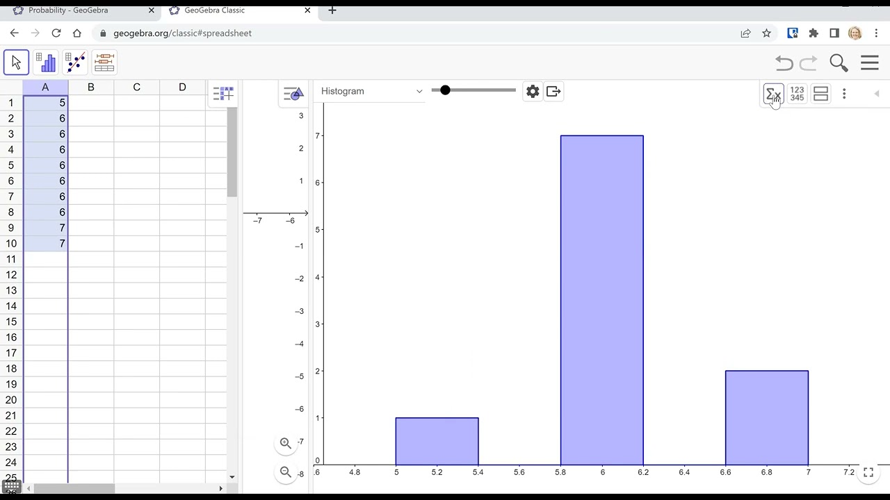 Geogebra: how to compute a 5 number summary