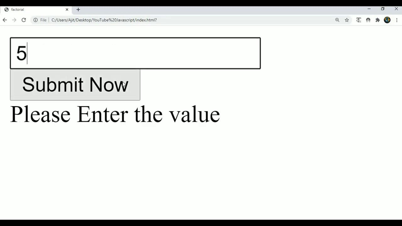 Factorial Program Using Javascript | Javascript and Html Factorial Program