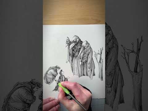 Dip Pen Drawing the Circle of Saints from Dante's Divine Comedy