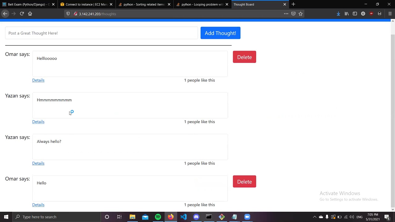 Coding Dojo Python Belt Exam Demo