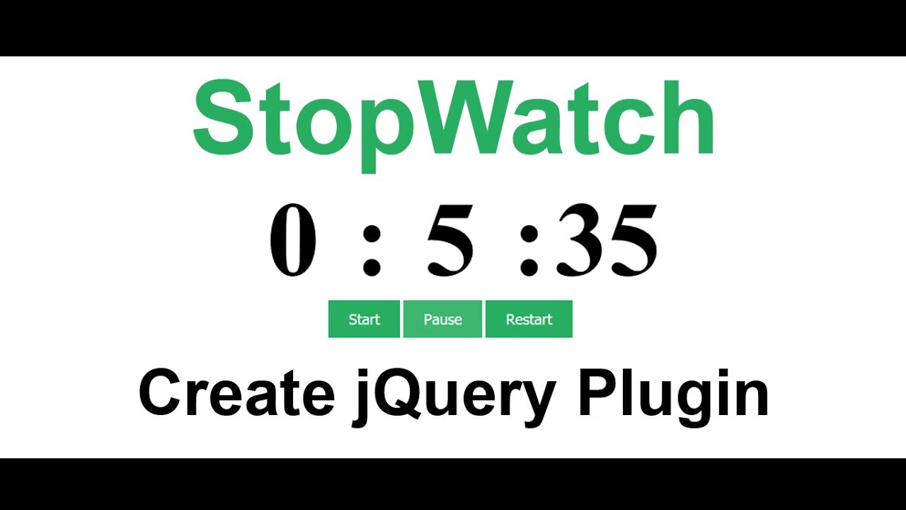 Create StopWatch using JavaScript | Create StopWatch plugin using jquery
