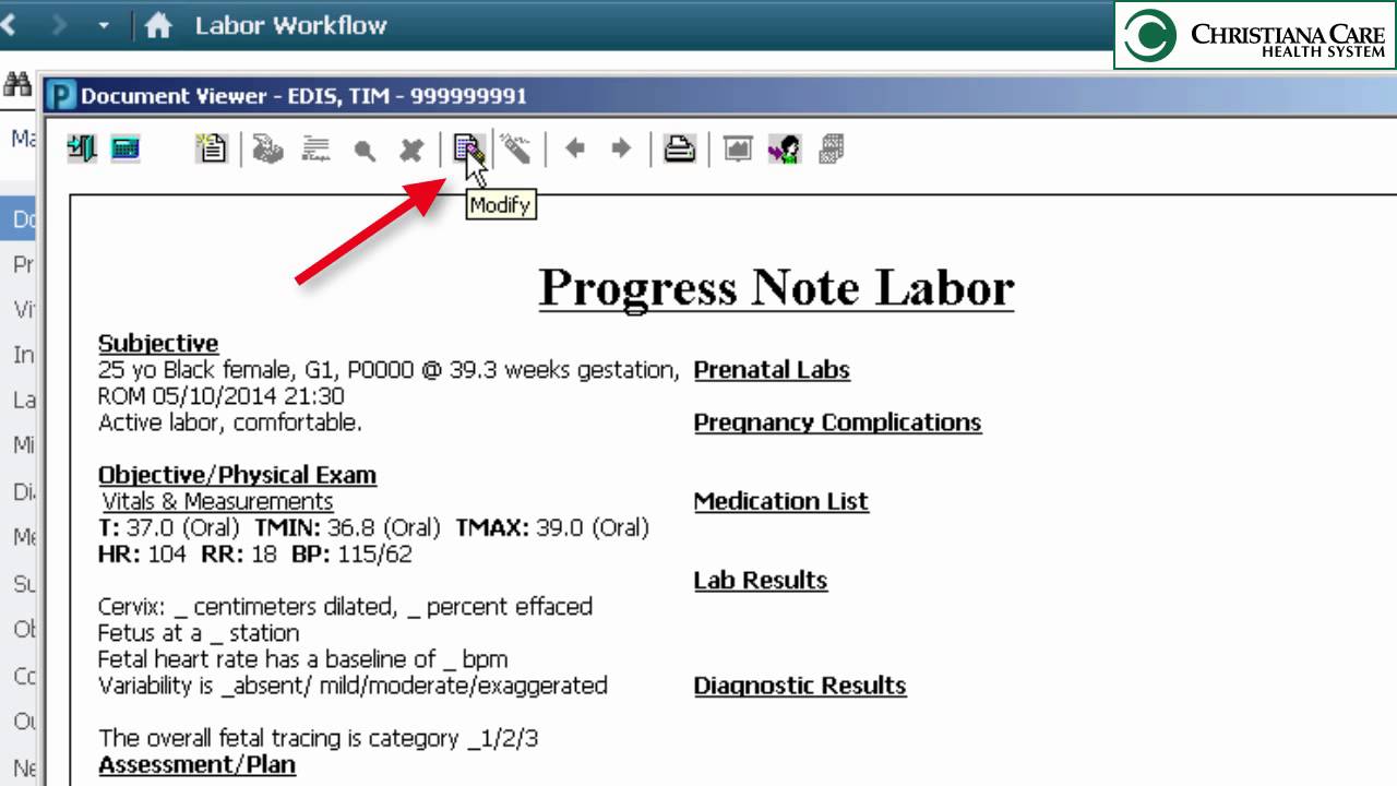 OB/GYN Progress Note Workflow
