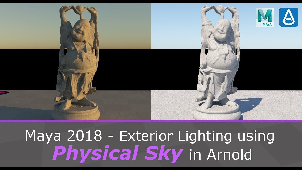 Maya 2018 - Exterior Lighting using  Physical Sky in Arnold