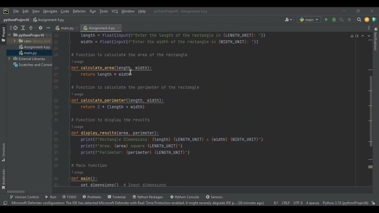 Assignment 4 - Functions