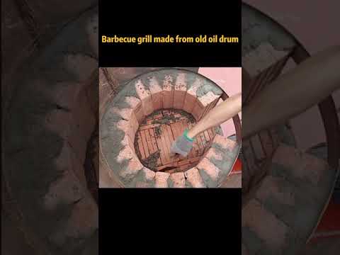 Barbecue grill ade from old oil drum#BBQ #bbqgrill #makeup #manual #fyp 7086099327927586054