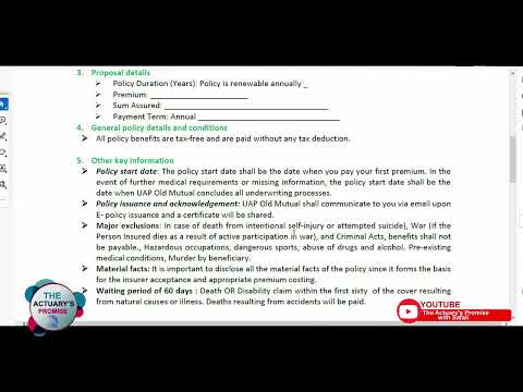 Funeral Insurance through the Family Protect Plan (FLP) as offered by UAP Old Mutual Assurance