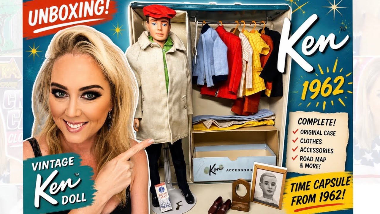 Vintage Ken Doll from 1962 Along with several original outfits, accessories, and carrying case