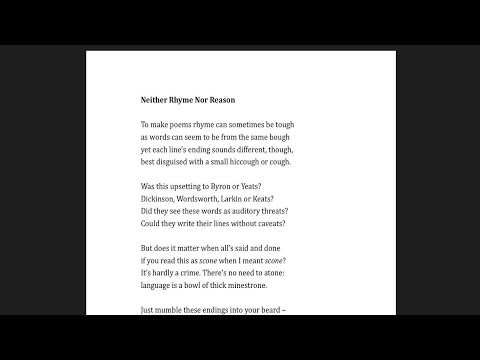 “Nether Rhyme nor Reason” by Brian Bilston.