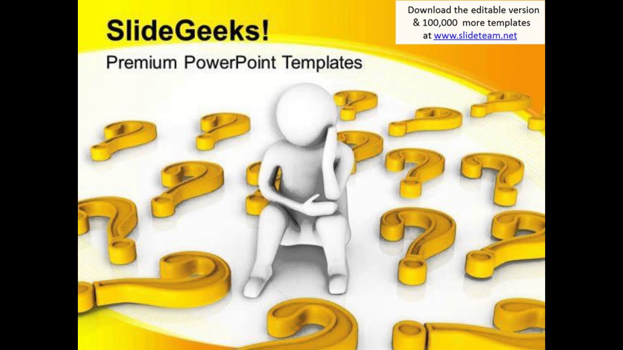 3d man with lots of question mark powerpoint templates ppt backgrounds for slides 0413