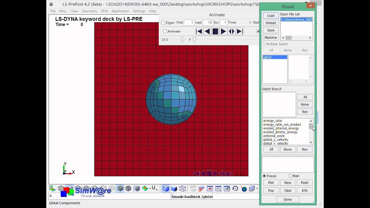 LS-PrePost Workshop07 - Plot Binout Data