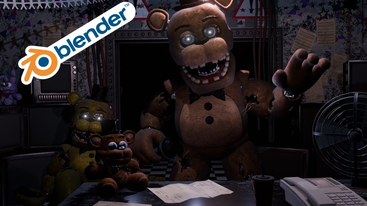 //REMAKE// WITHERED FREDDY AND WITHERED GOLDEN FREDDY //BLENDER/FNAF/SPEEDART//