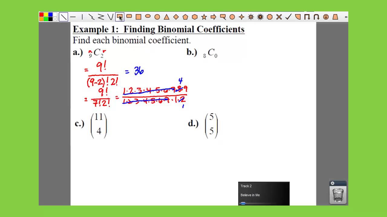 PC: 8.4 Notes: Example 1 - Finding Binomial Coefficients