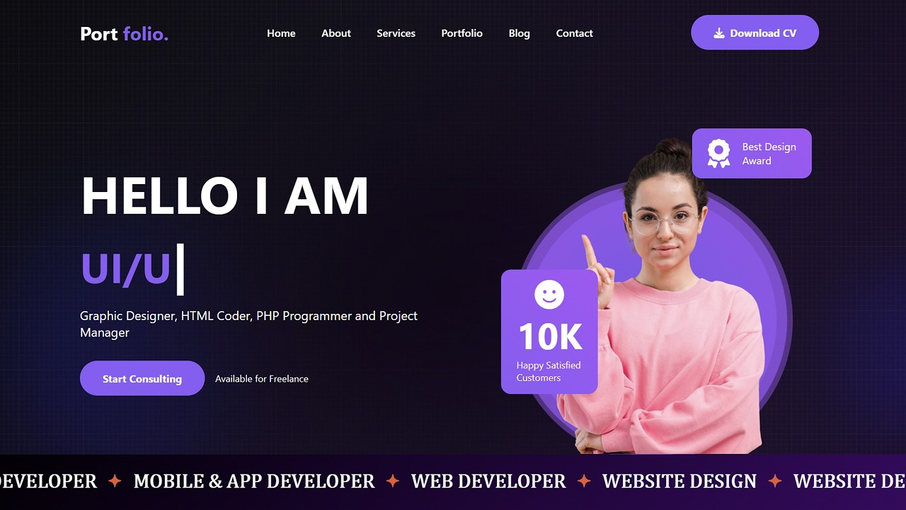 How To Make A Portfolio Website Using HTML CSS JS | Complete Responsive Website Design