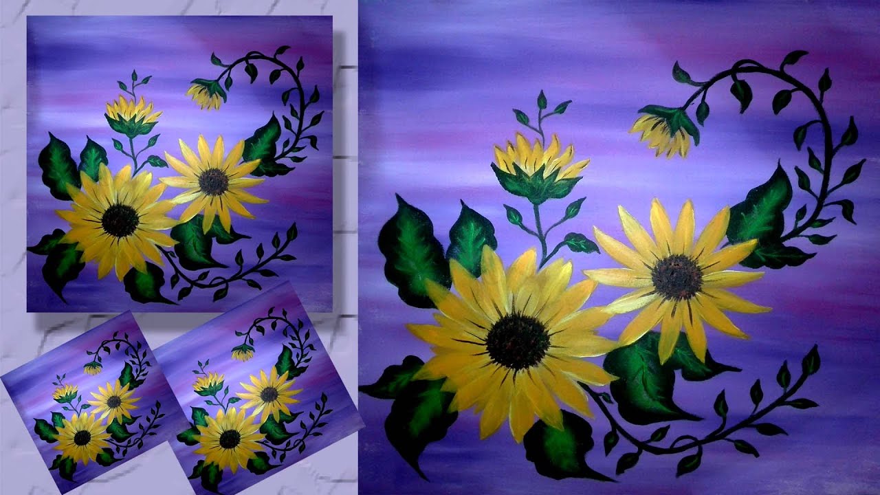 EASY Sunflower Painting for Beginners using Acrylic Colours | Zeeshan Art