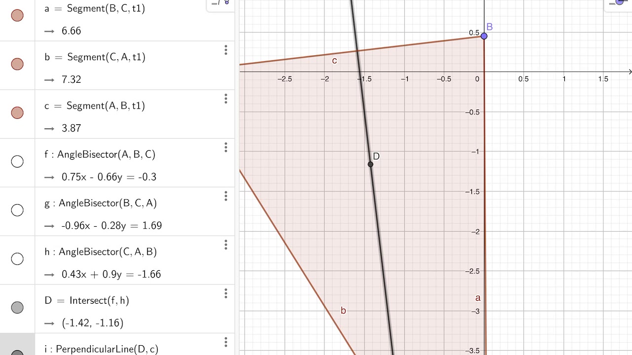 Find The Incenter Using Geogebra