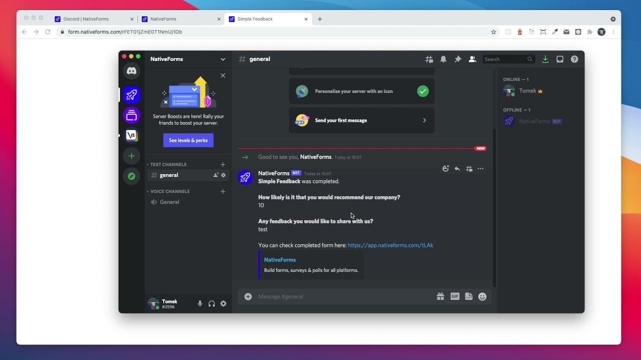 NativeForms / Discord - Integration Preview