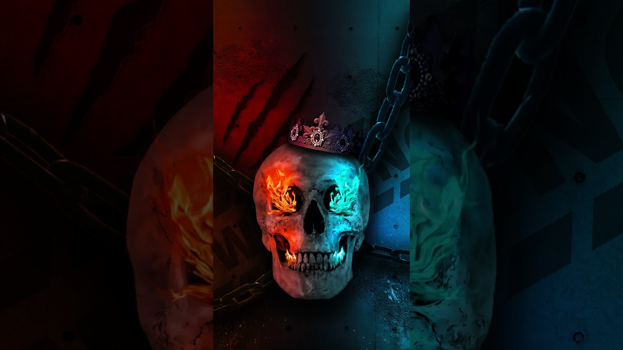 Black chain flame skull