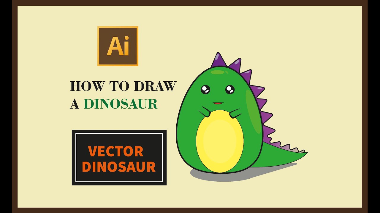 How to  Draw Cute Dinosaur.. |Adobe Illustrator Tutorial |Vector Art|