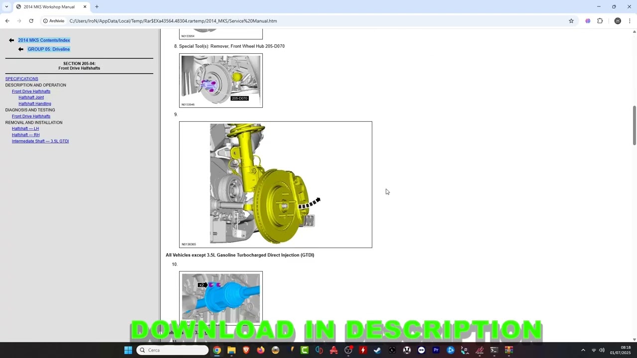 Lincoln MKS 2014 Workshop Manual PDF ENGLISH | Full HTML-Based Repair Manual