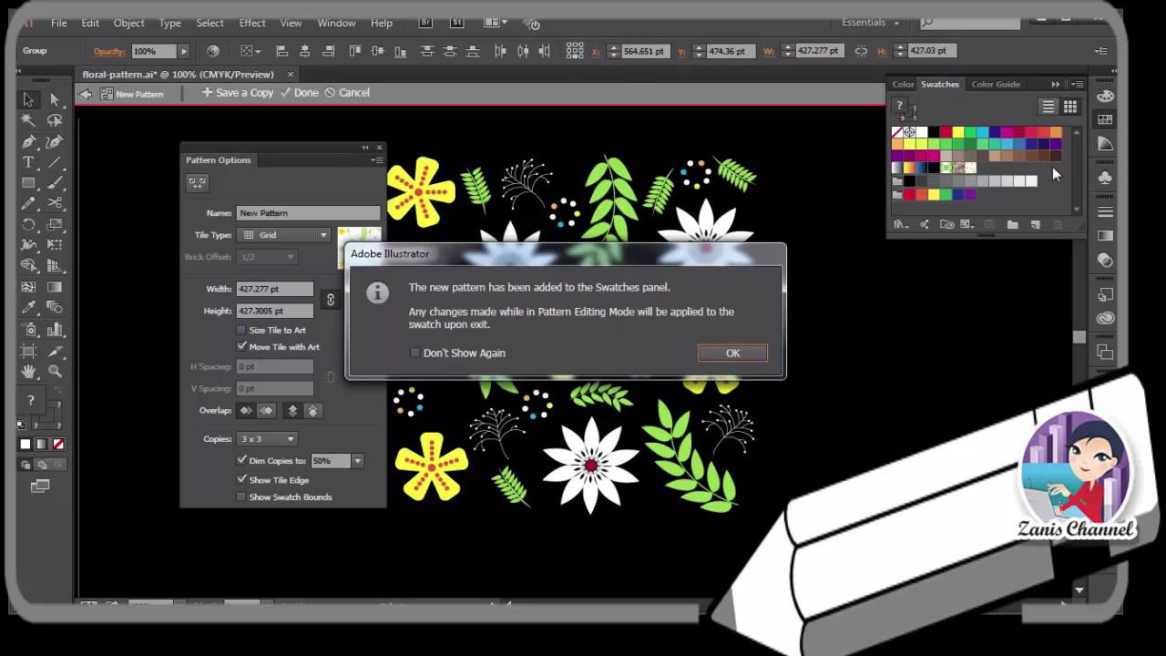 Learning about Patterns in Adobe Illustrator - 6. Create a Seamless Floral Pattern