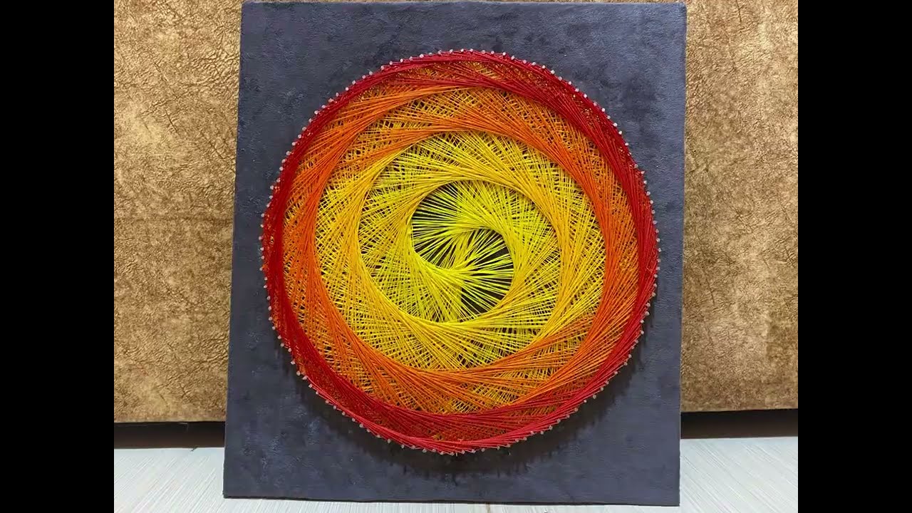 Double string spiral string art with a yellow fading effect