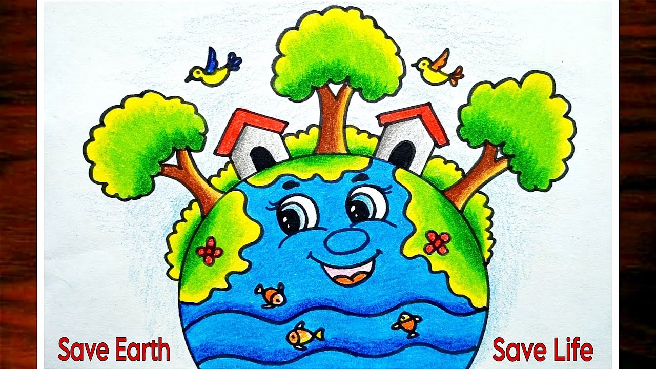 Save Earth Poster Making|Mother Earth Day Drawing|World Earth Day Drawing Easy For Beginners