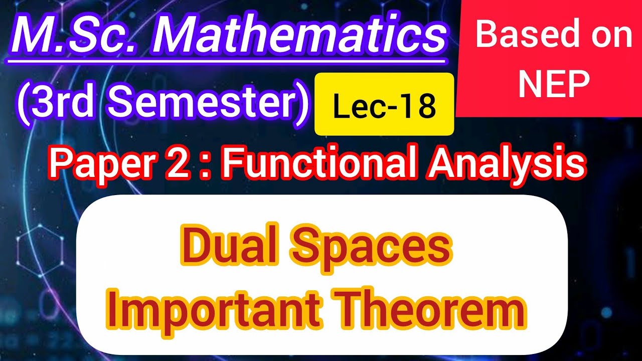 Dual Spaces | Important Theorem based on Dual Space | M.Sc. Maths 3rd Sem NEP | Functional Analysis