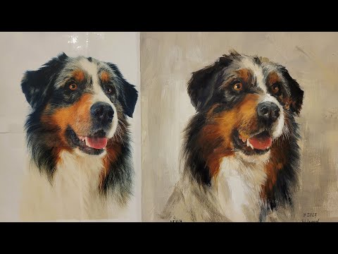 Painting the Australian Shepherd with Acrylic Video 1
