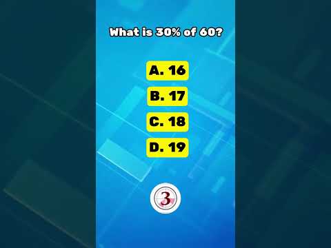 What is 30% of 60? #quiz #education #mathquiz #learning #trivia #shorts