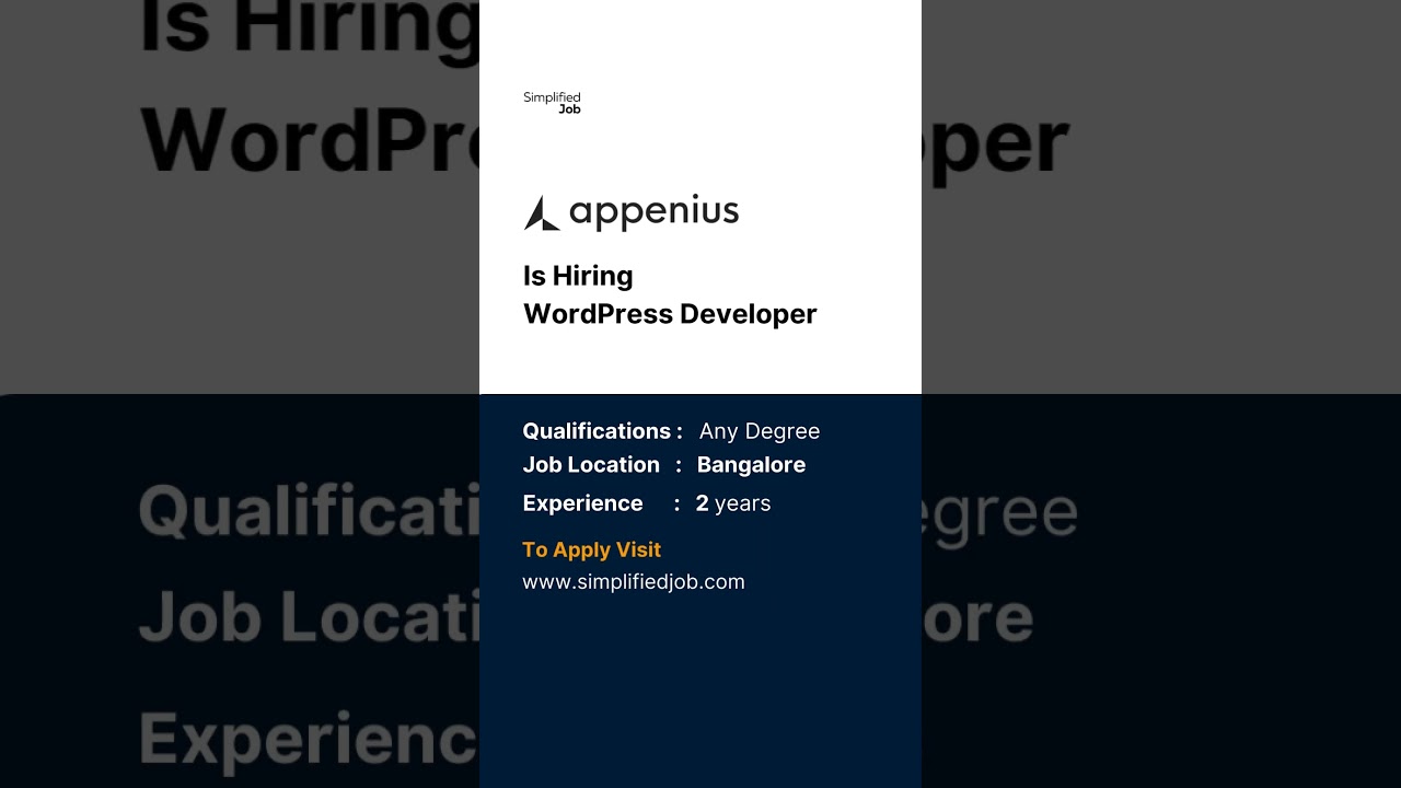 Appenius is hiring WordPress Developer - Simplified jobs