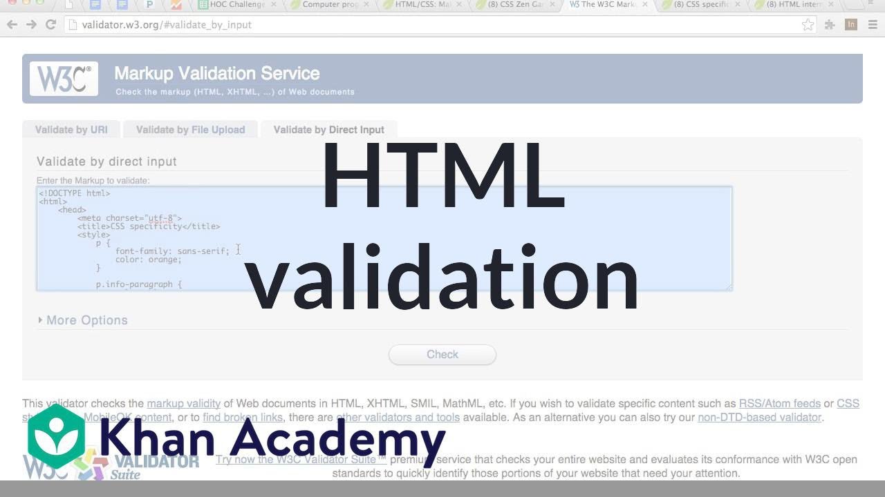 HTML validation | Computer programming | Khan Academy