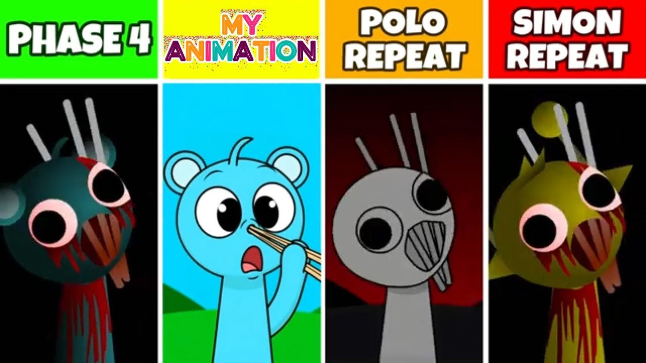 Incredibox Sprunki: Phase 1, Polo, Simon REPEAT, PHASE 4, My Animation