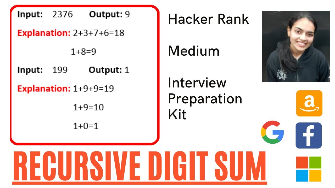 Recursive Digit Sum #HackerRank Interview Preparation Kit #Recursion