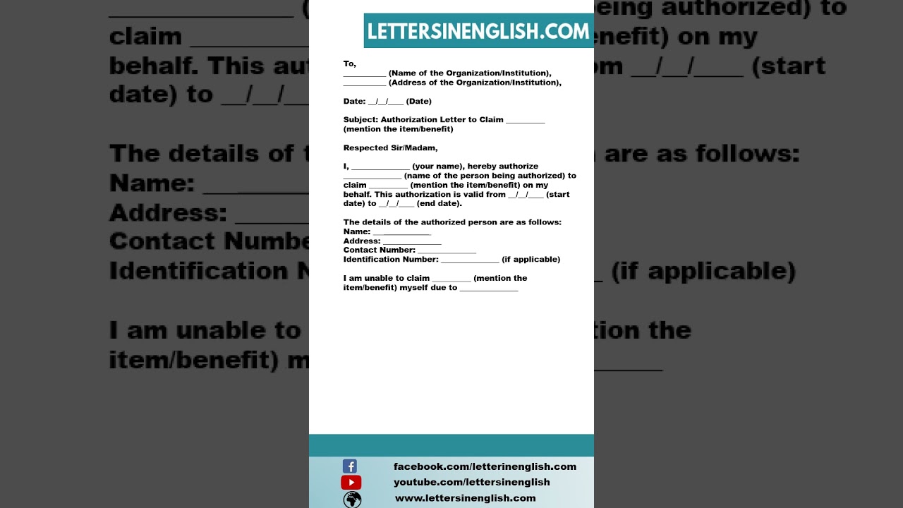 Authorization Letter to Claim - Sample Letter of Authorization to Claim