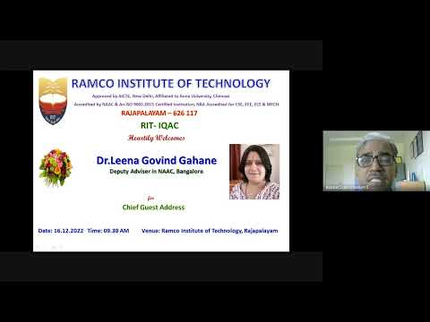 Role of NAAC in Enhancing Quality in Higher Education Institutions-Chief Guest Address & Session I
