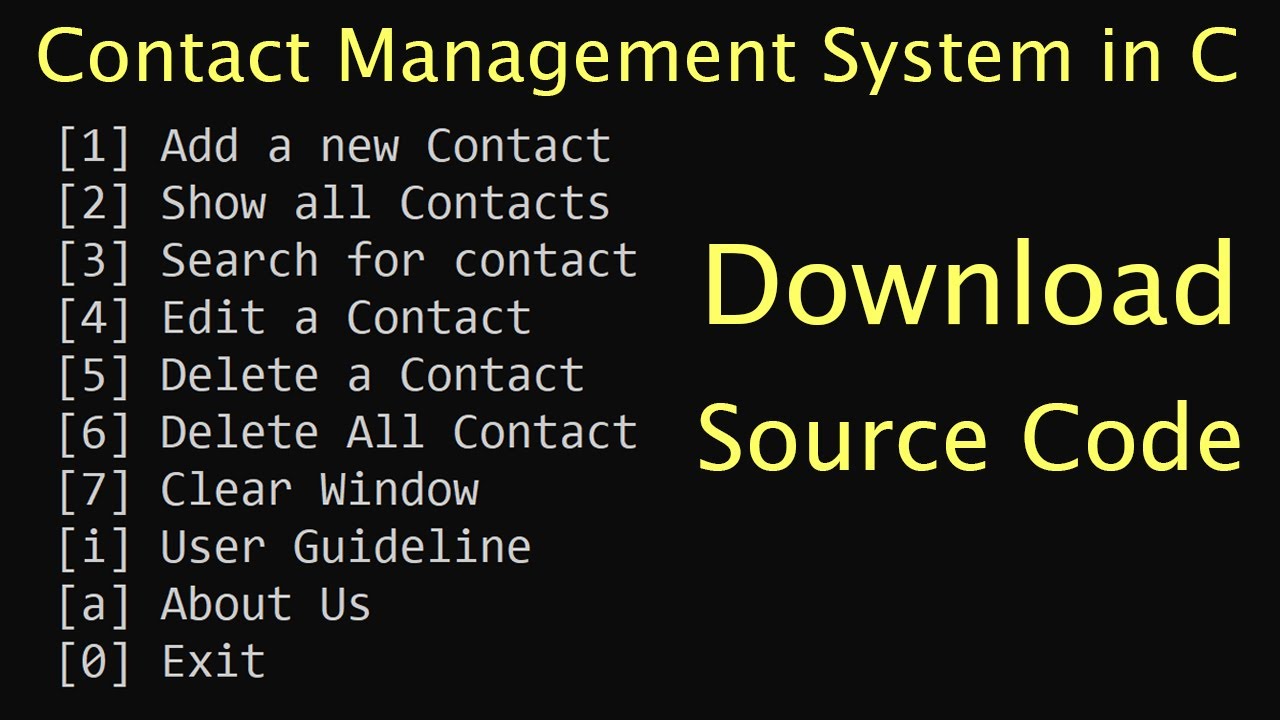 Contact Management System Project in c programming language with source code
