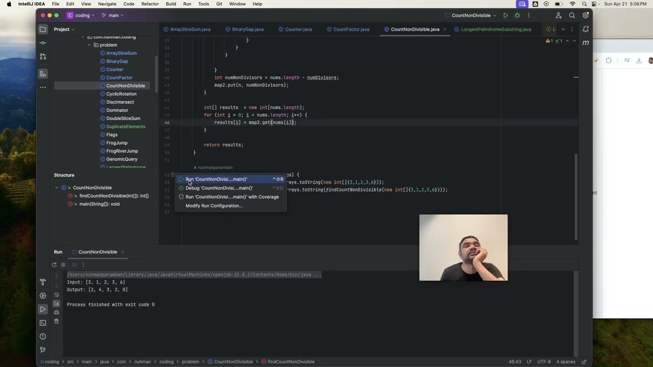 Count non divisible array elements codility solution java