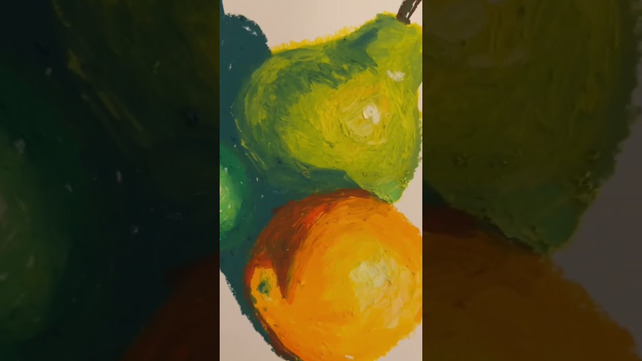 how to draw still life (fruits) 🍐 #howtodraw #drawwithme #oilpasteldrawing #oilpastel #arttutorial