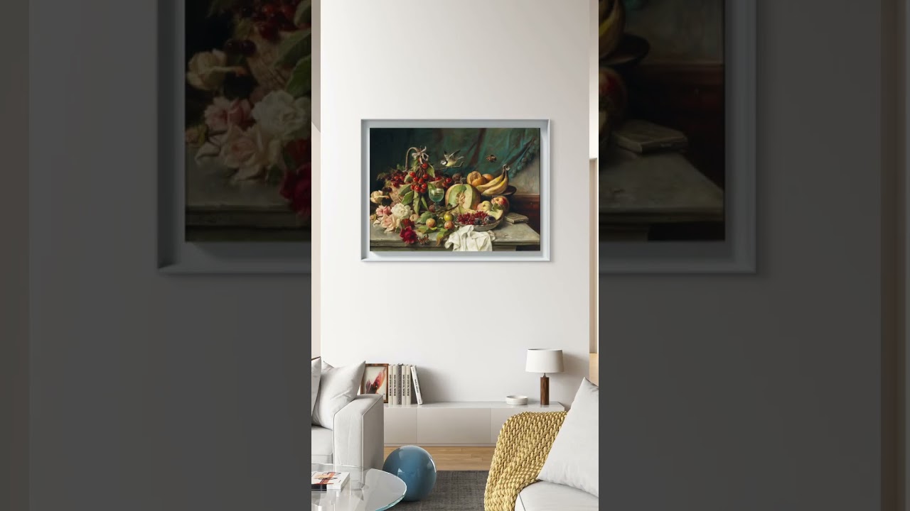 Framed Vintage Fruit Still Life – Hans Zatzka Painting Wall Art  #framedcanvas