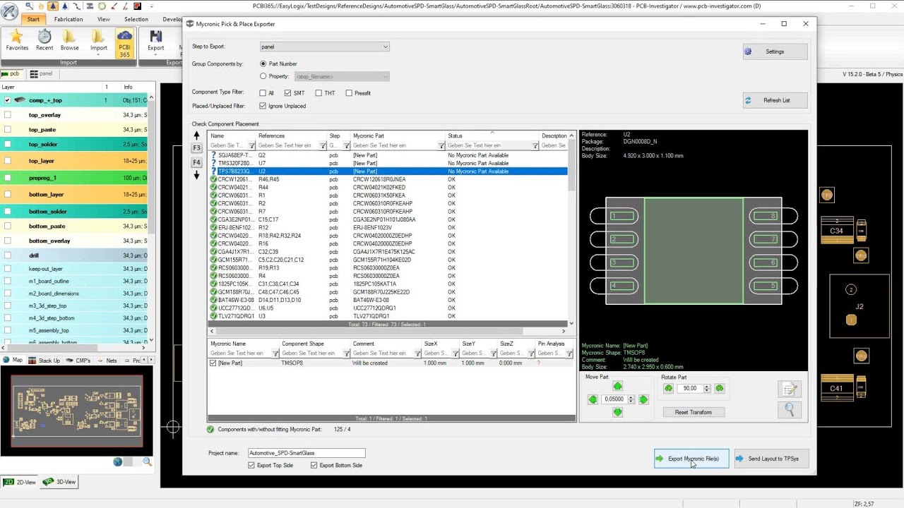 PCB-Investigator - Mycronic Pick&Place Export