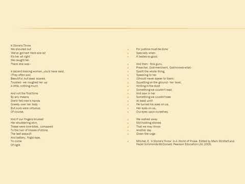 A Stone’s Throw by Elma Mitchell – Think and Write for CSEC English A and B