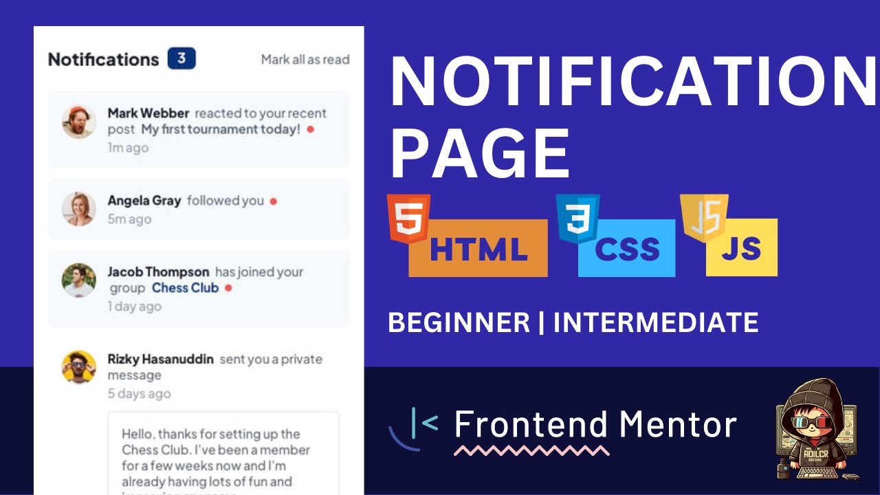 Notifications page - Frontend Mentor - HTML CSS JAVASCRIPT