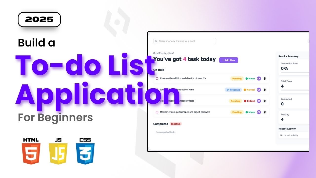 Build a Interactive To-Do List App | HTML CSS JavaScript Mini Project 2025