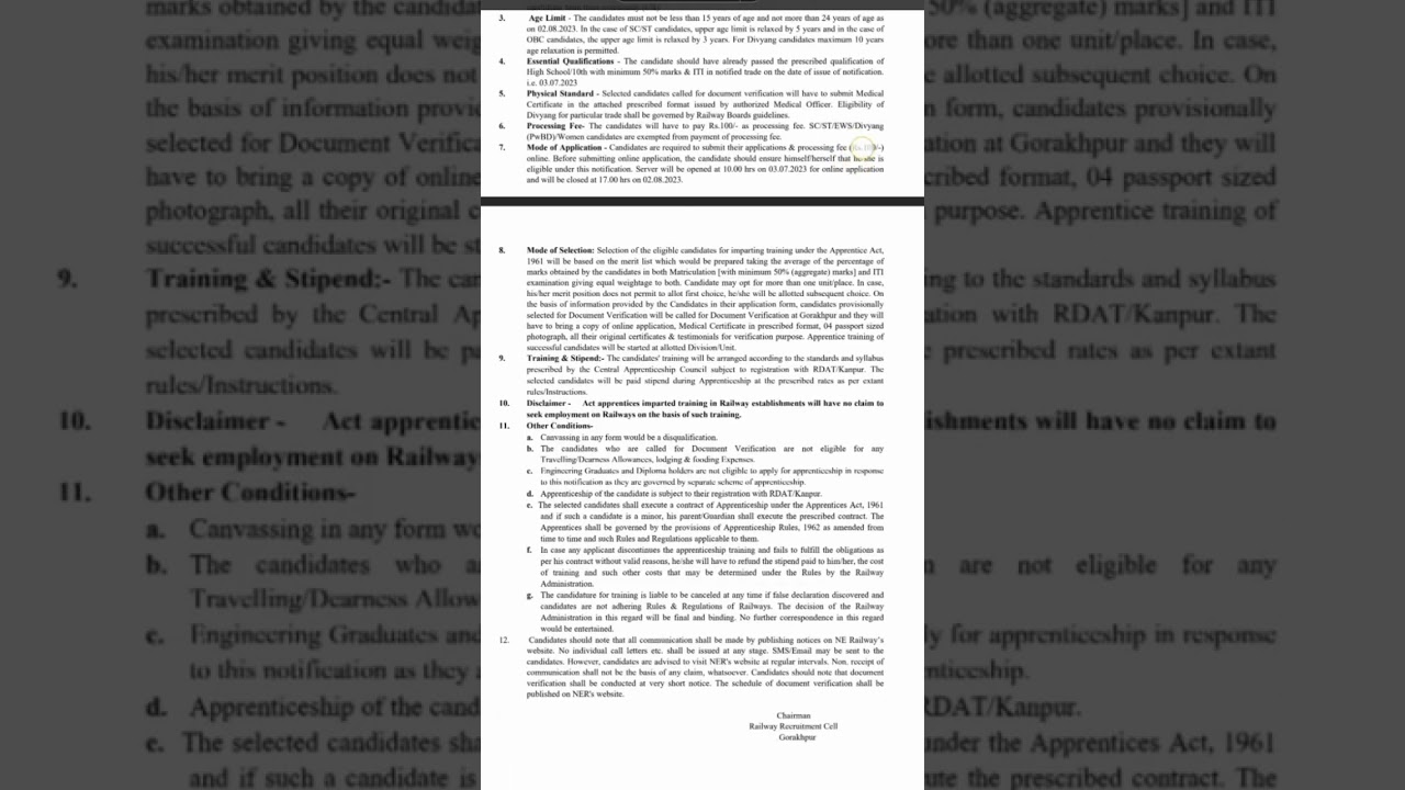 RRC Railway Recruitment 2023 Notification Pdf, Apply Online, Process, Eligibility, Last Date