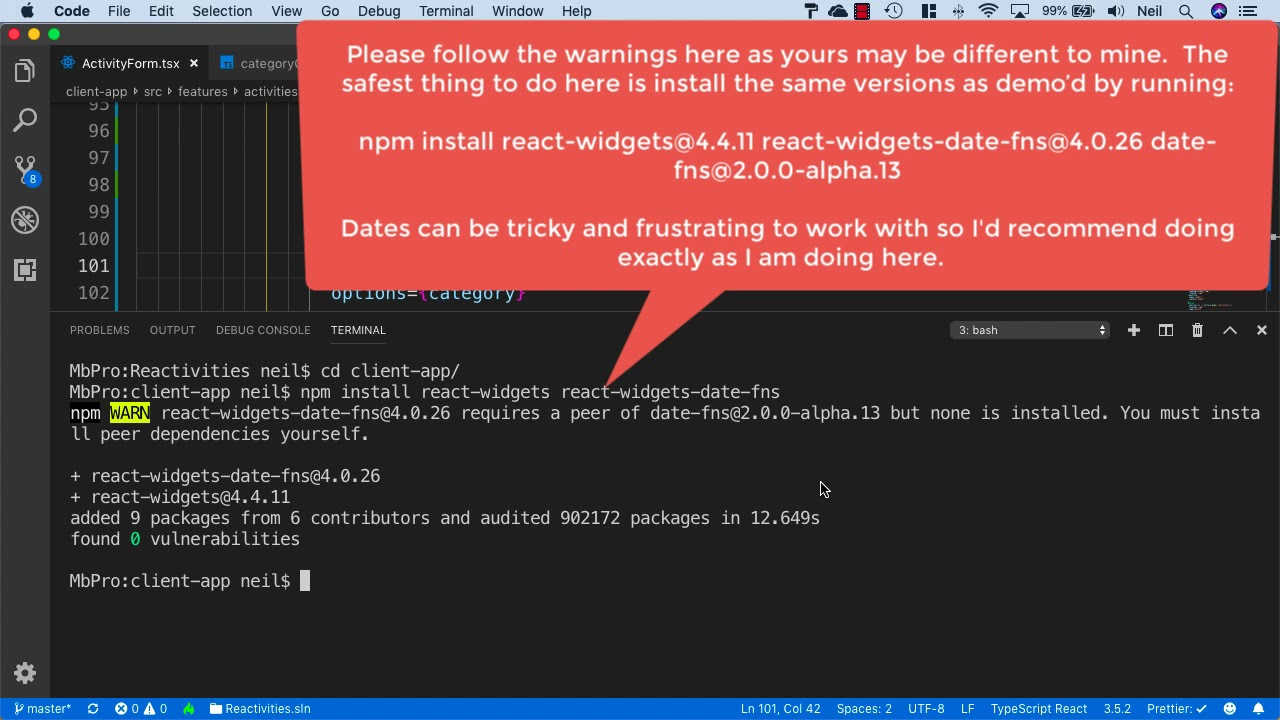7  Setting up React Widgets