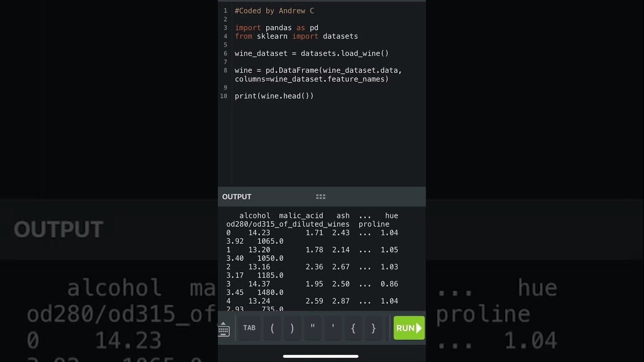Python Bytes - Panda Dataframe Print First 5 Rows #coding #datascience #python Code in Description